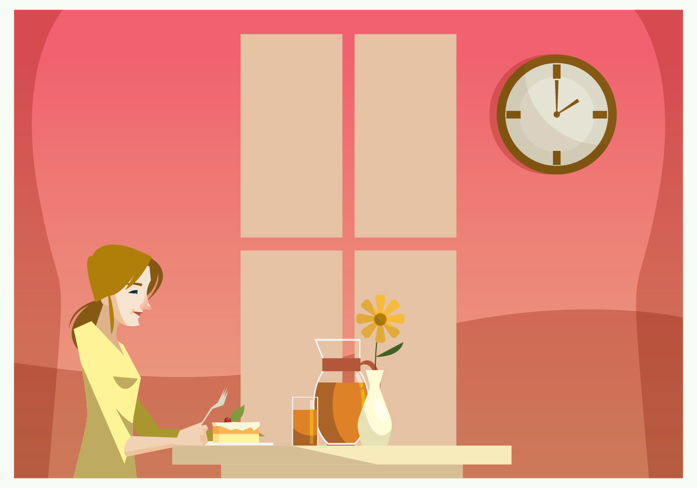 A Girl Eating Cake Vector 133393 Vector Art At Vecteezy