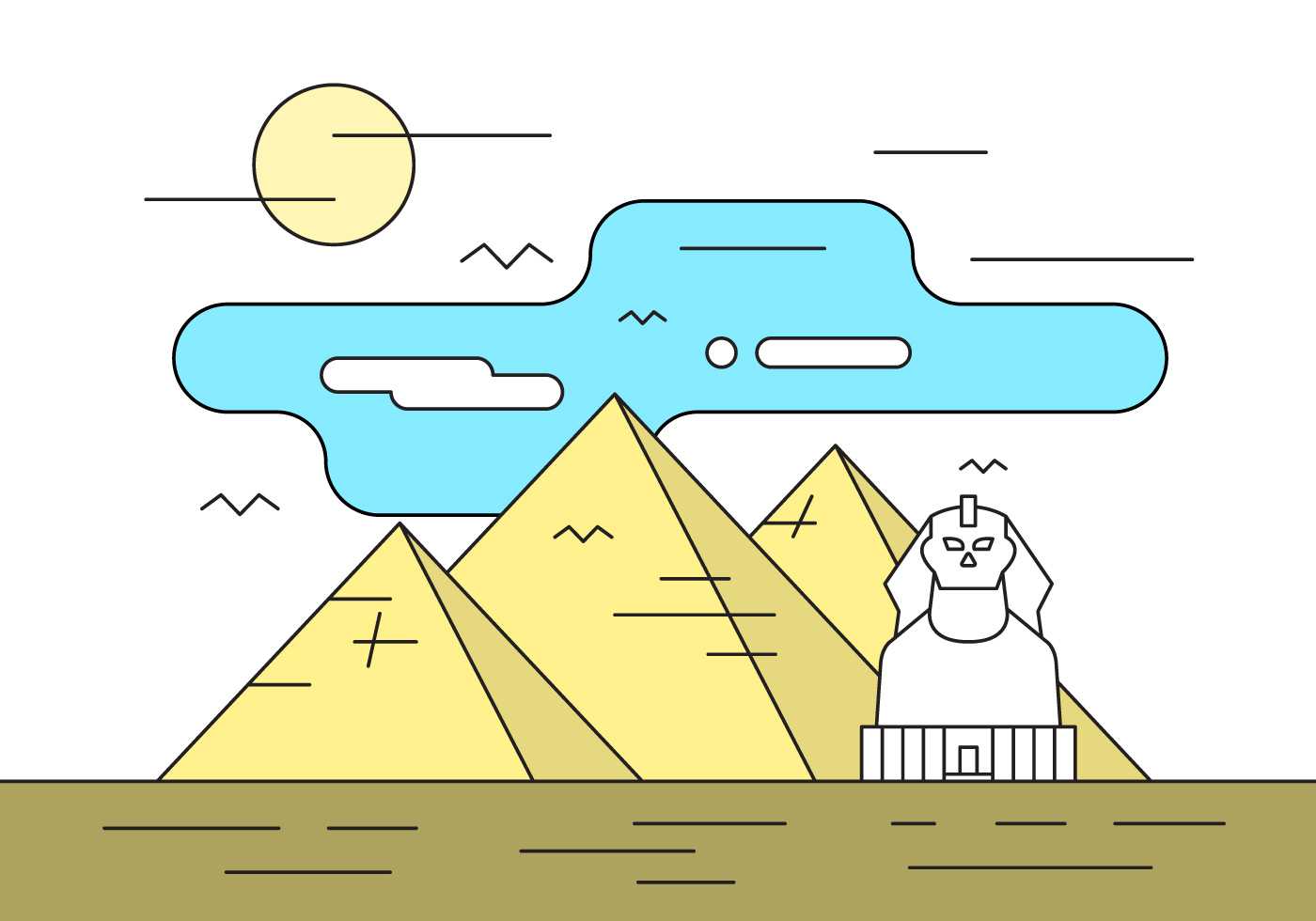 Illustration With Pyramids 133532 Vector Art at Vecteezy