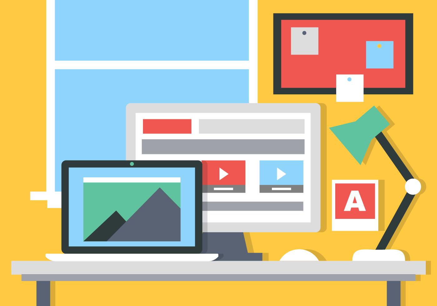 Free Vector Flat Design Workspace Desktop 137826 Vector Art at Vecteezy