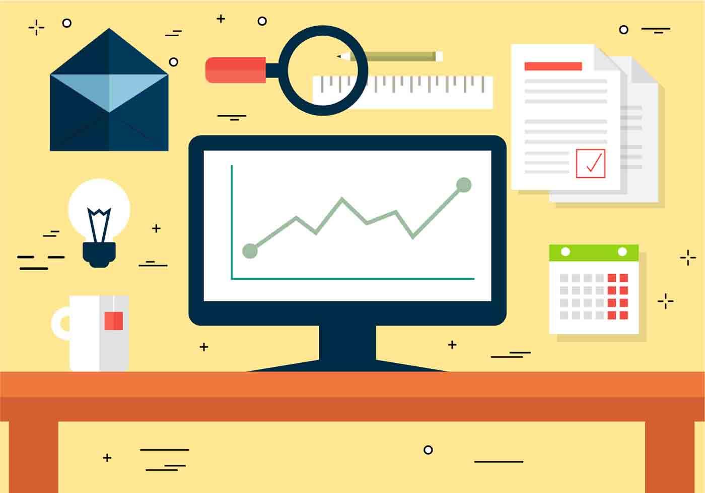 Free Flat Design Vector Workspace Elements 137829 Vector Art at Vecteezy