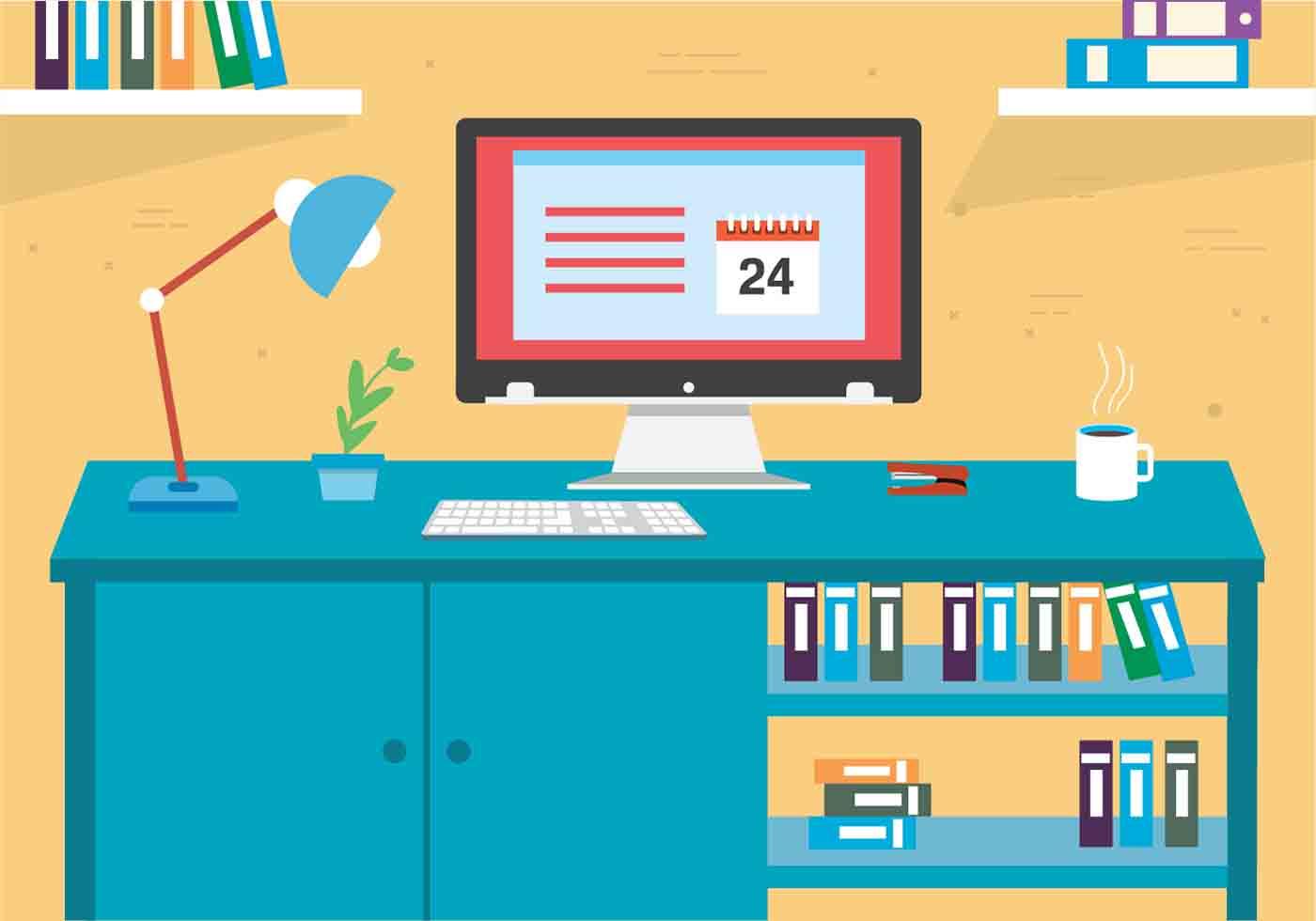 Free Vector Workspace Illustration 137851 Vector Art At Vecteezy