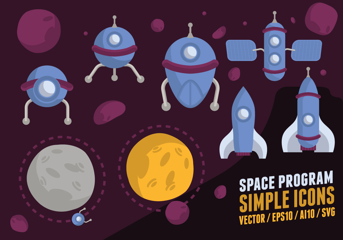 Space Program Icons 141107 Vector Art at Vecteezy