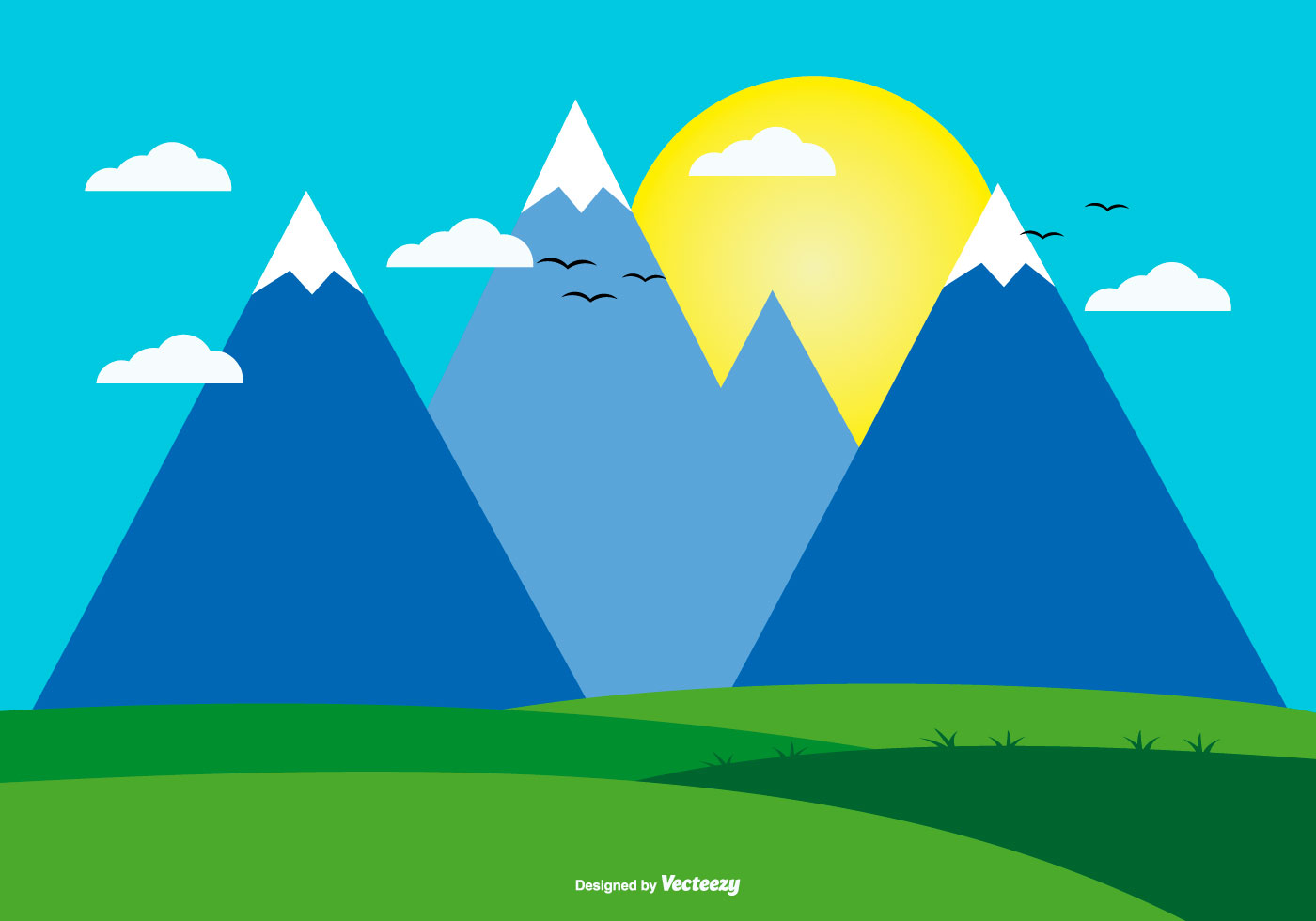 Cute Flat Landscape Illustration 145561 Vector Art at Vecteezy