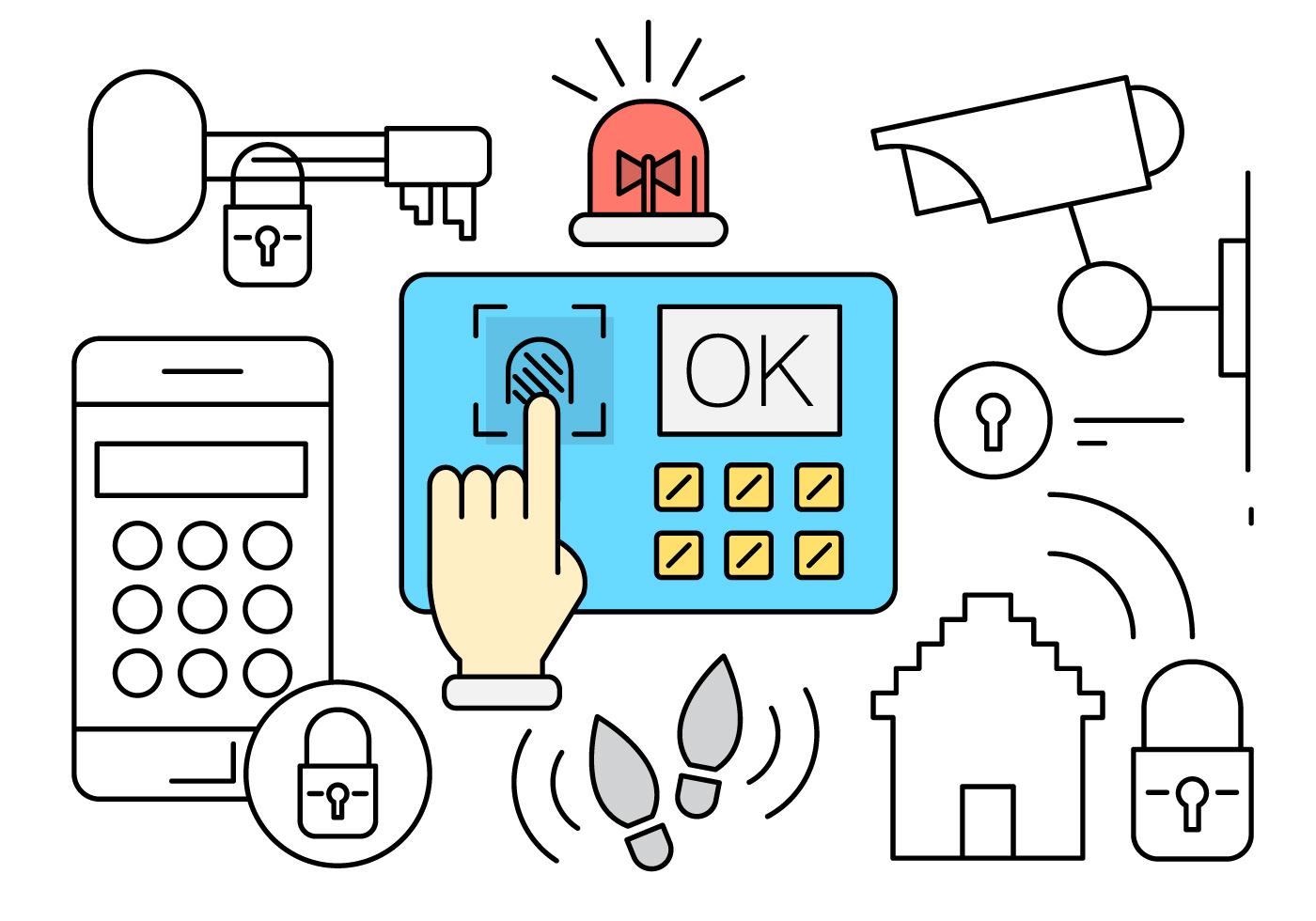 Linear Home Security Vector Elements 146156 Vector Art at Vecteezy
