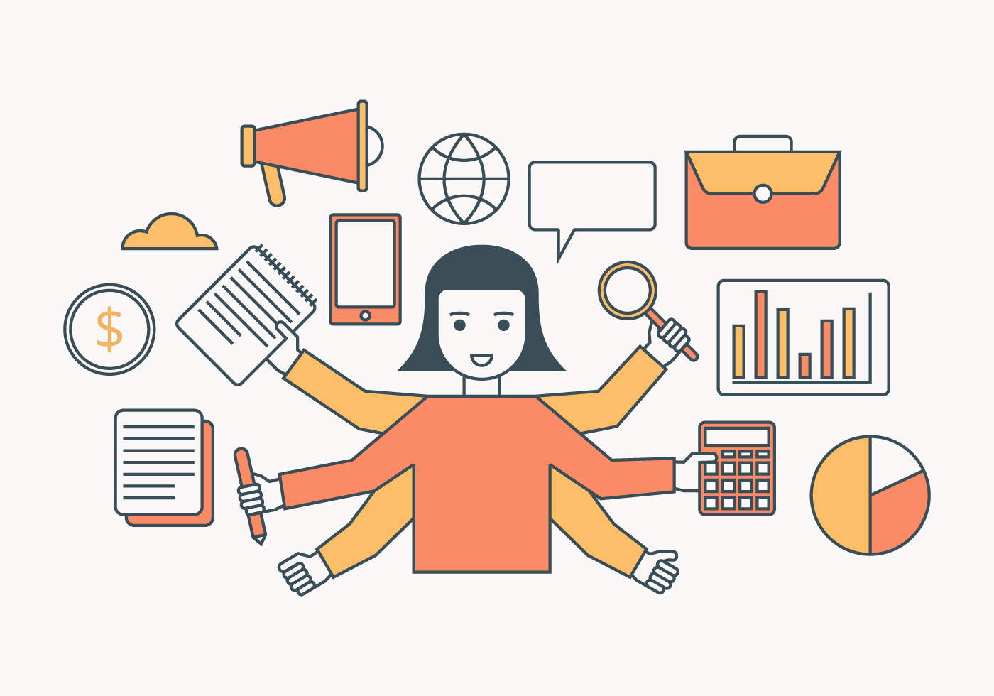 Multitasking Illustration 149154 Vector Art at Vecteezy Multitasking Illustration 149154 Vector Art at Vecteezy