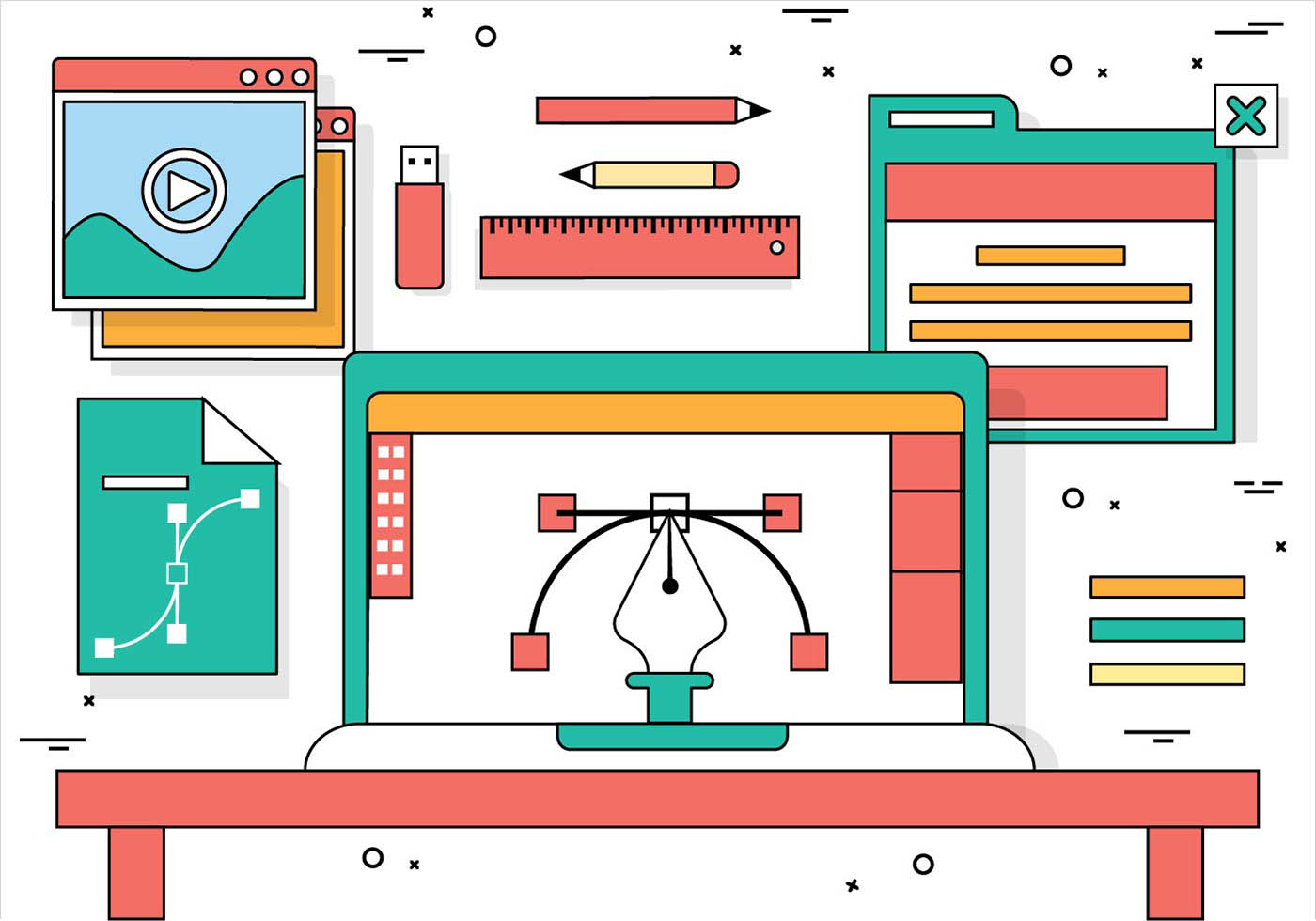 Free Flat Design Vector Desktop Elements 150440 Vector Art at Vecteezy