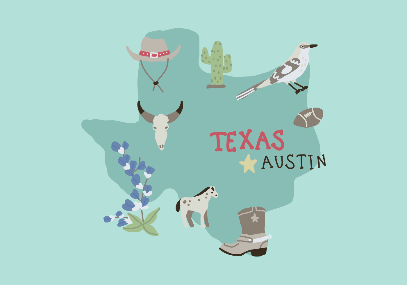 Texas Map With Different Characteristic Elements 150933 Vector Art at ...