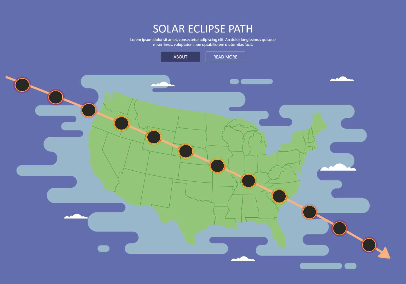 Free US Solar Eclipse Path Map Illustration 156756 Vector Art at Vecteezy
