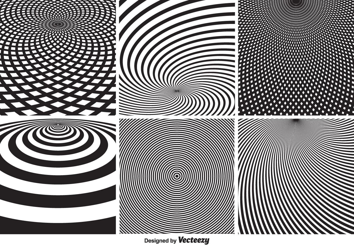 Abstract Monochrome Psychedelic Circular Vector Patterns 157200 Vector