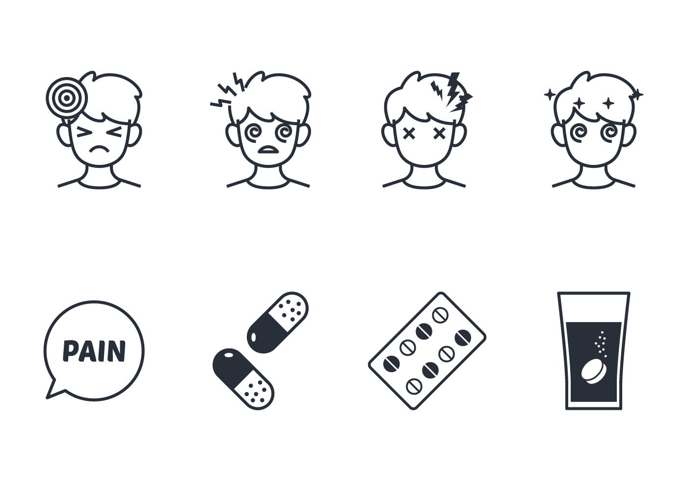 Headache line icon set 159649 Vector Art at Vecteezy Headache line icon set 159649 Vector Art at Vecteezy