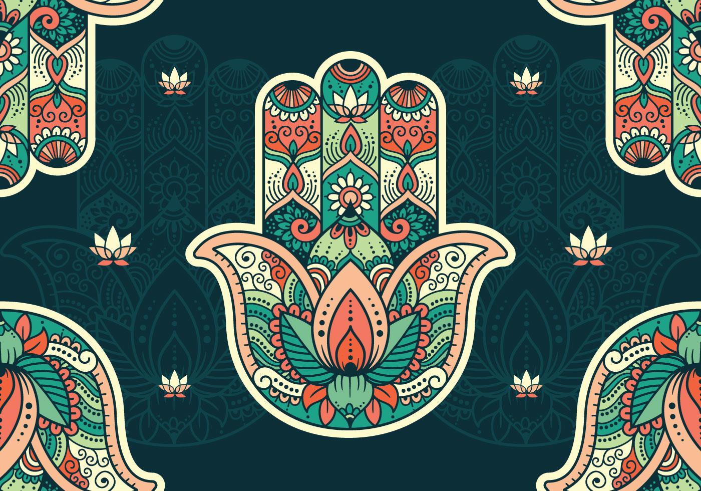 Hamsa Pattern Wallpaper 160821 Vector Art at Vecteezy