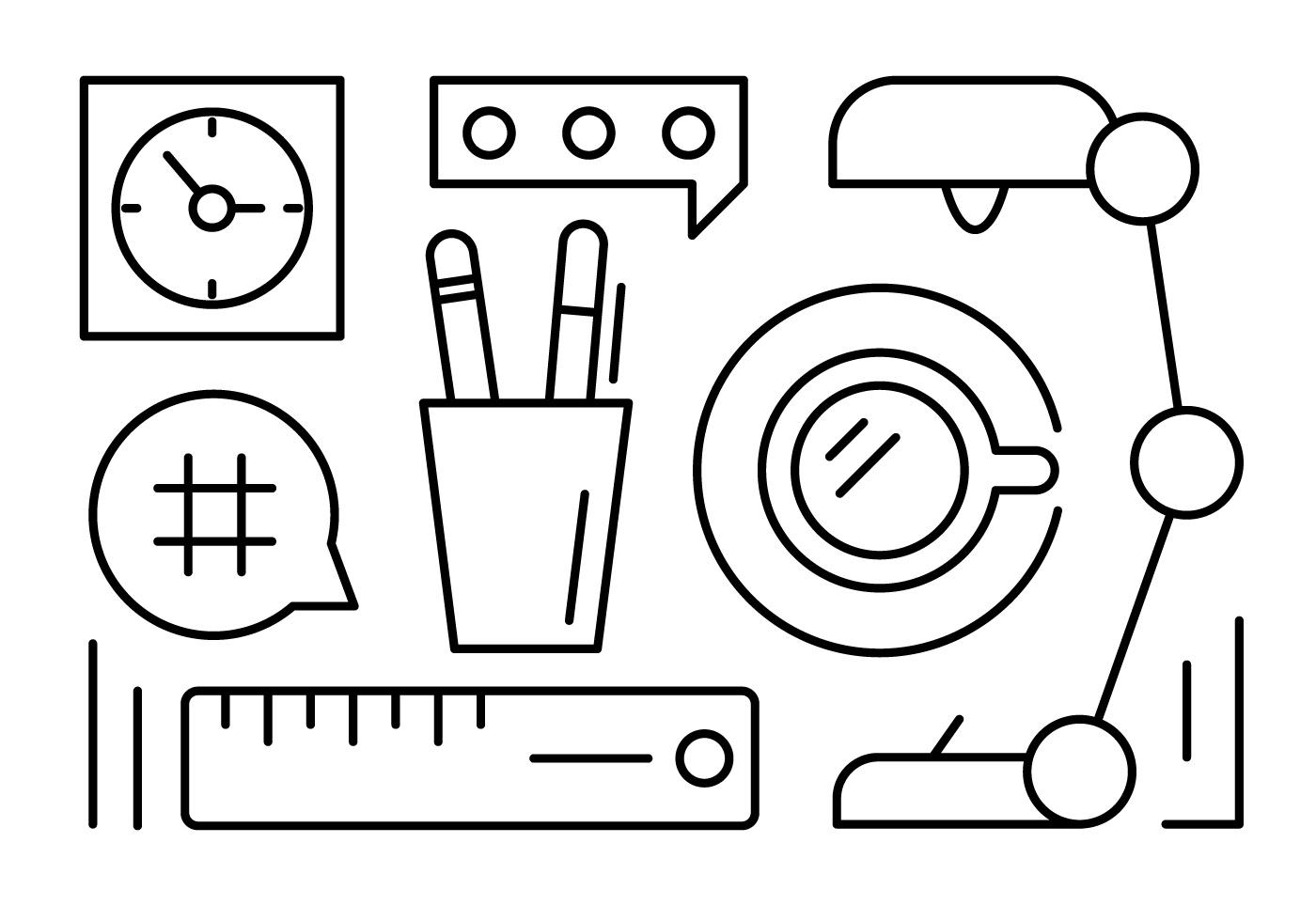 Free Office Desk Elements 161027 Vector Art at Vecteezy