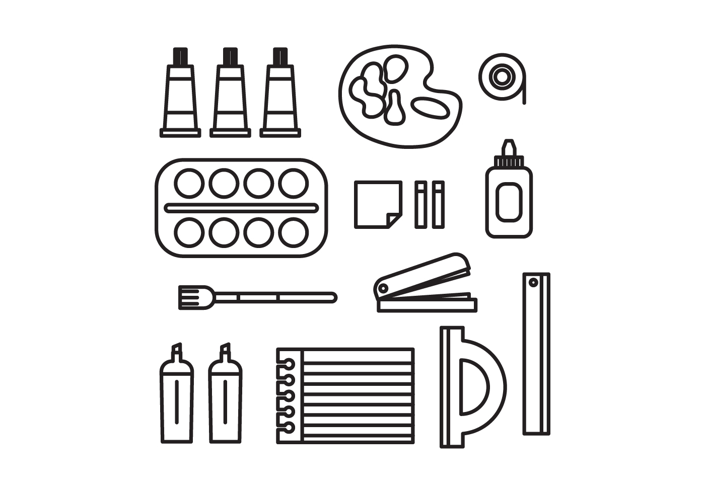 Set Of Tools For Artists Vectors 163396 Vector Art at Vecteezy