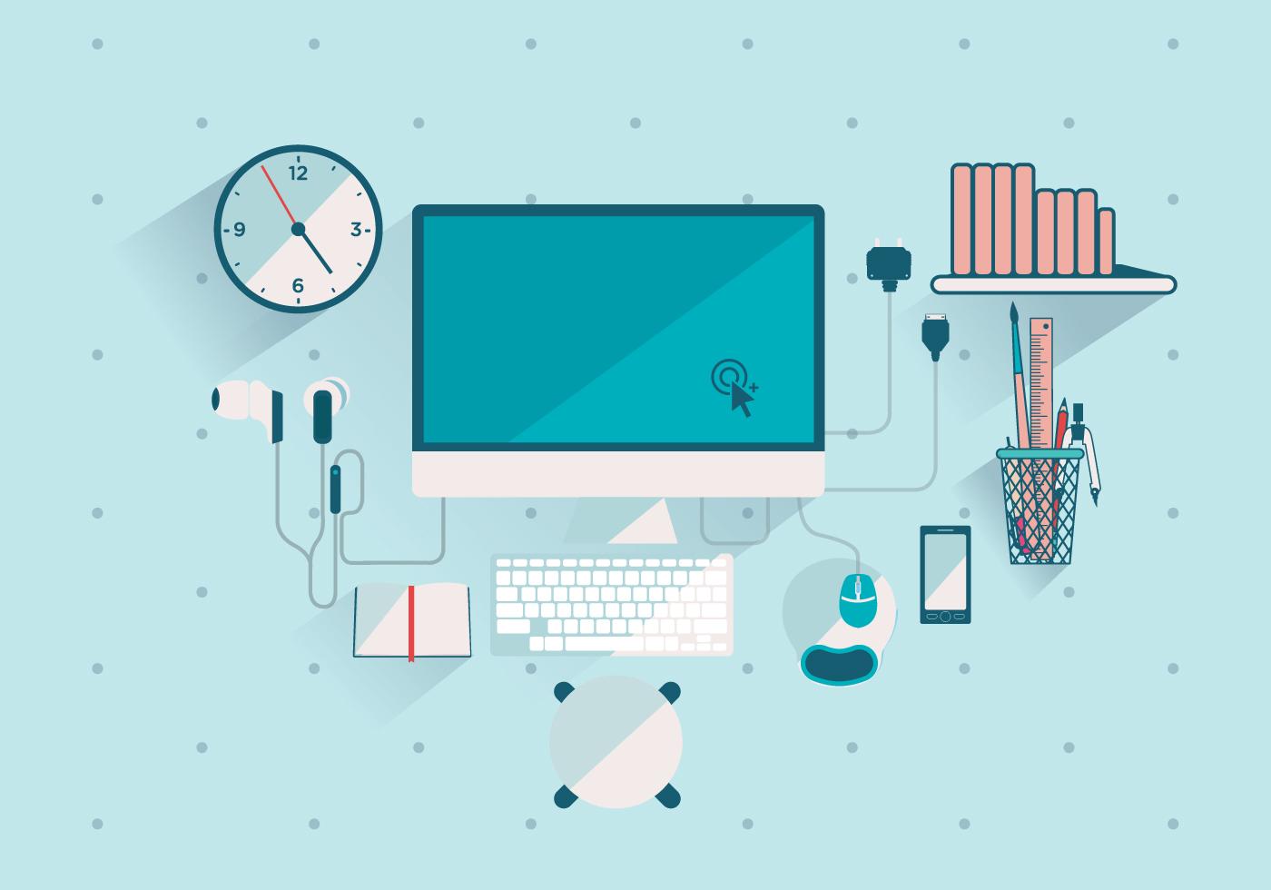 Trendy Workspace Vector 164929 Vector Art at Vecteezy