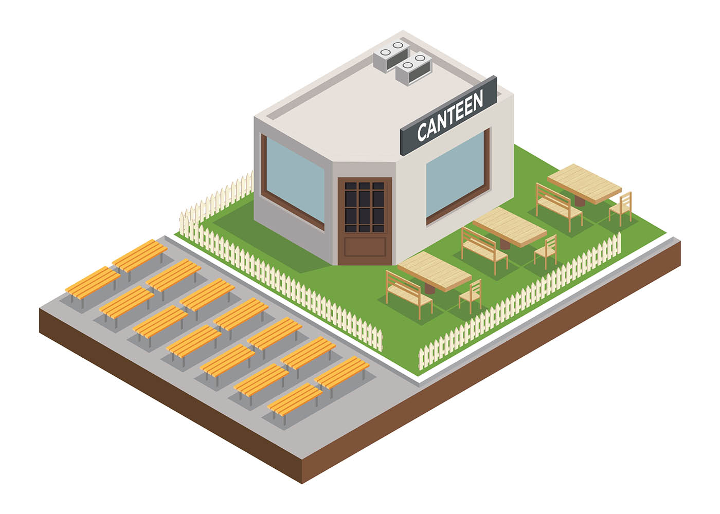 Canteen Outdoor Isometric Free Vector 166082 Vector Art at Vecteezy