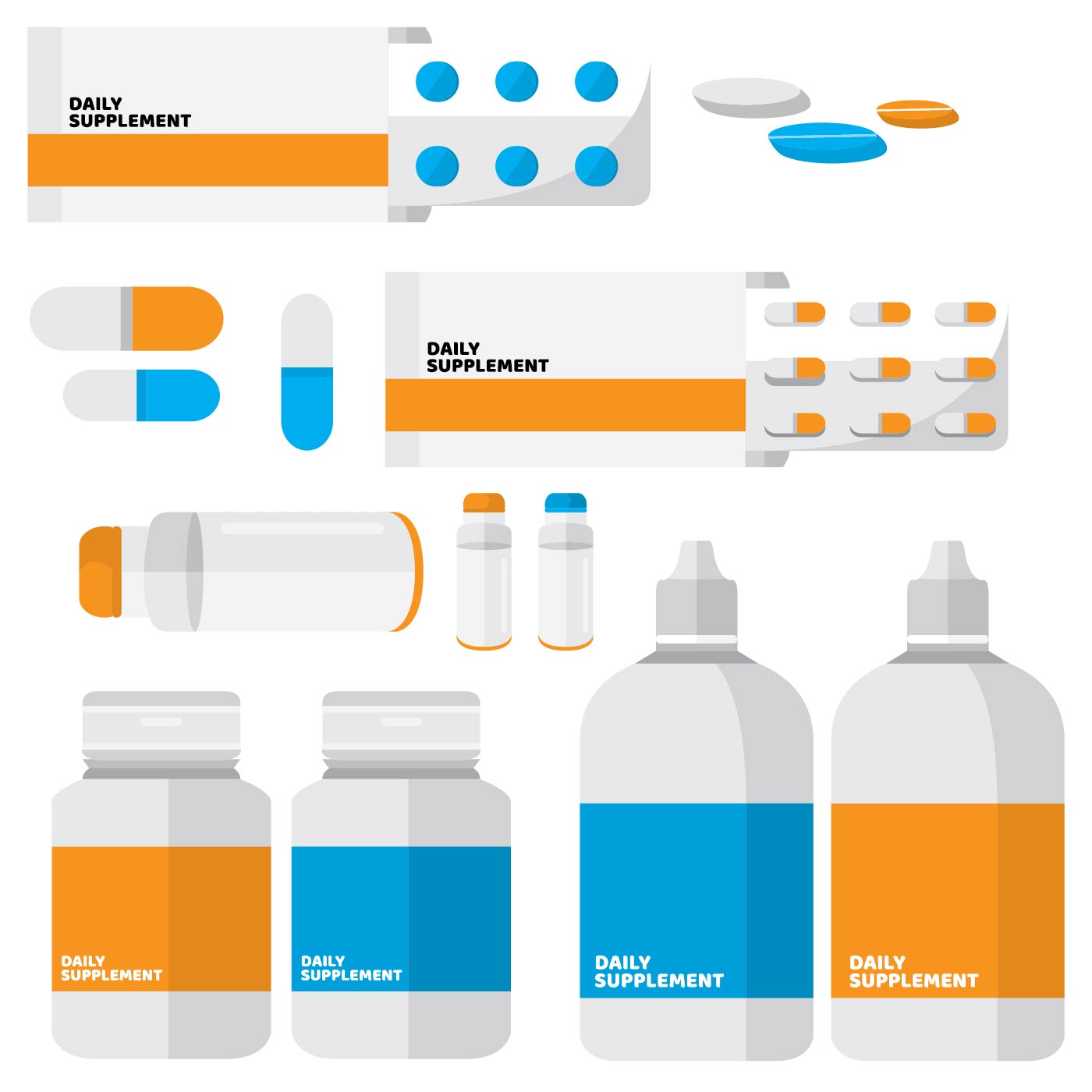 Supplements Icon Set 167598 Vector Art At Vecteezy
