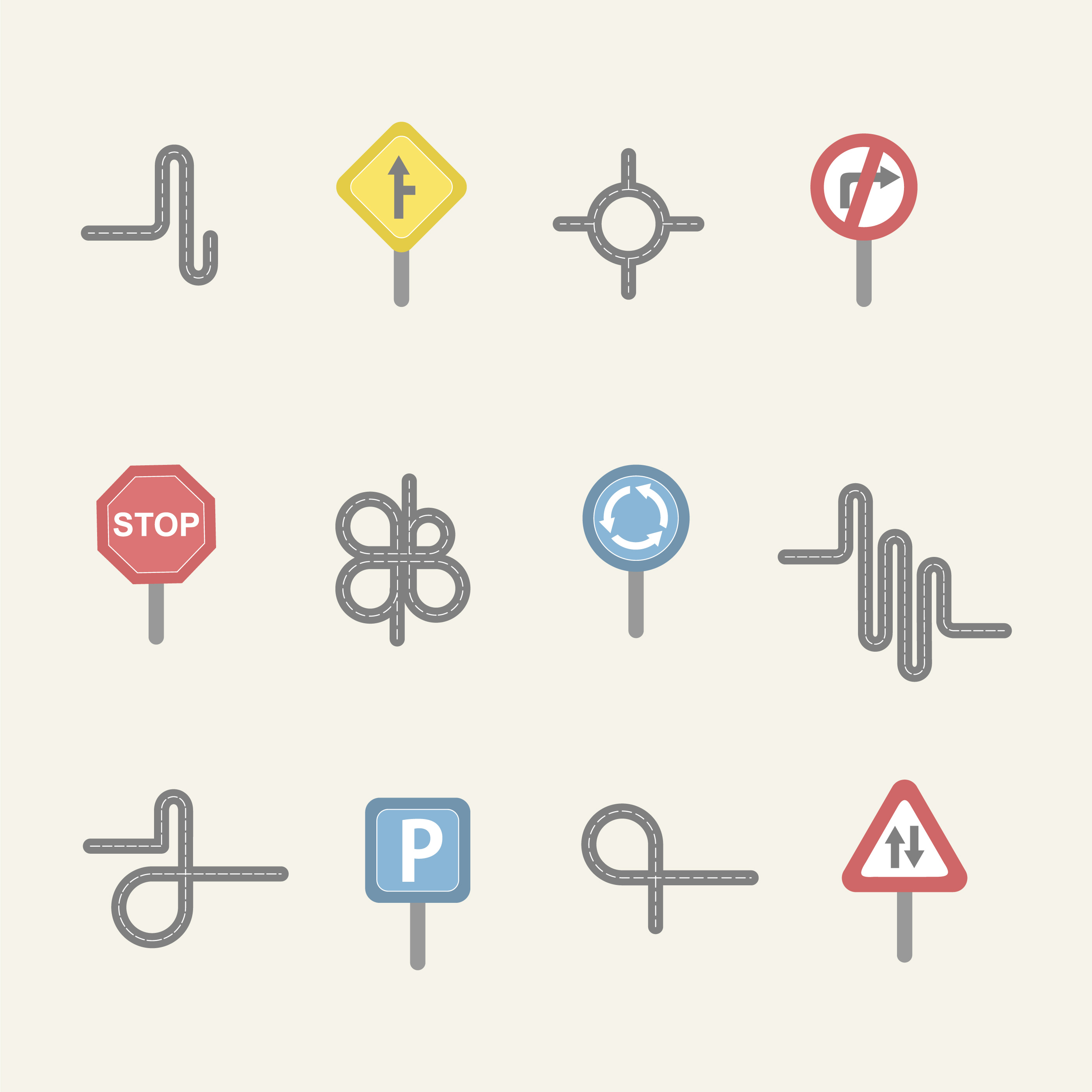 Road Traffic Icon Set 168583 Vector Art at Vecteezy