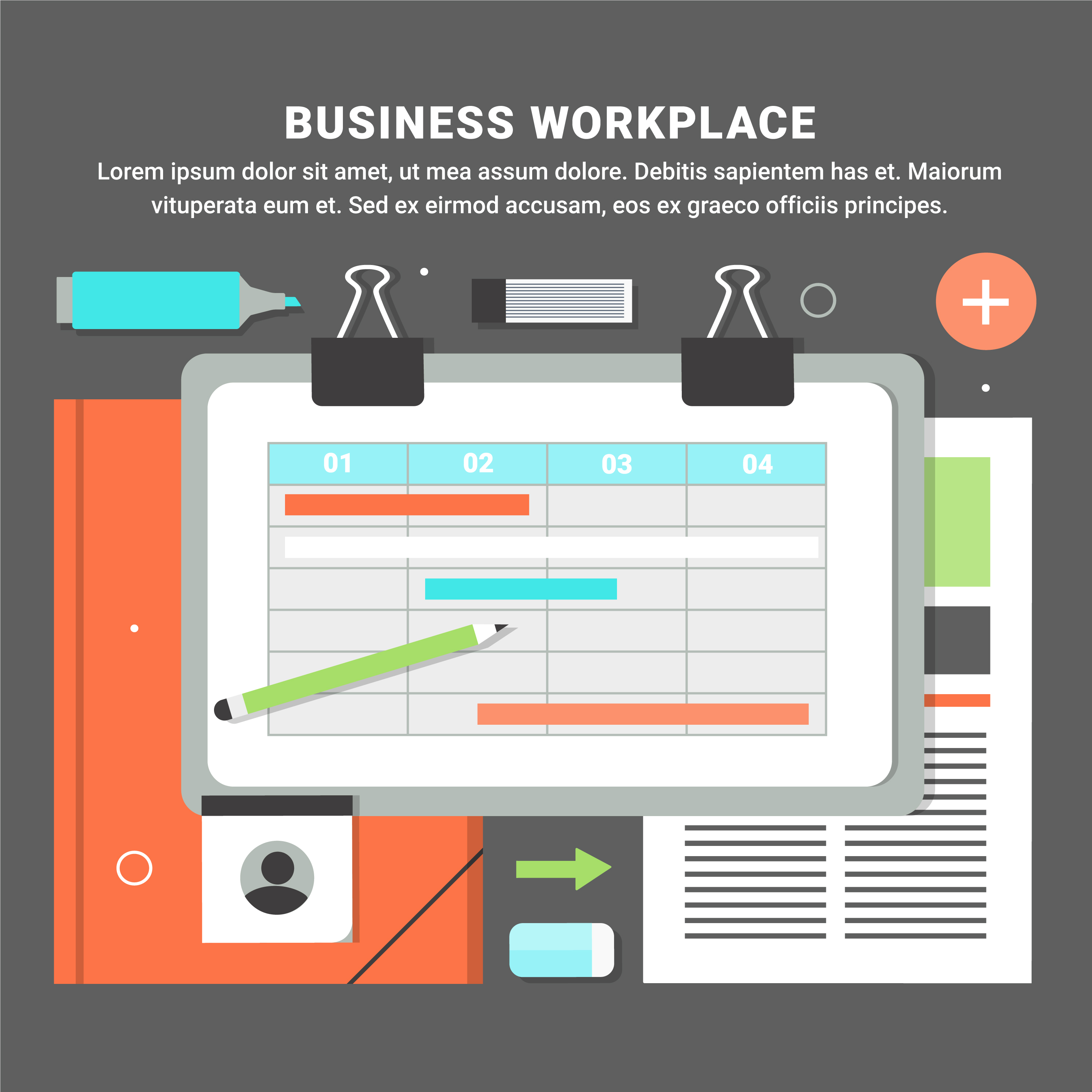 Free Flat Design Vector Office Elements and Icons 171229 Vector Art at ...