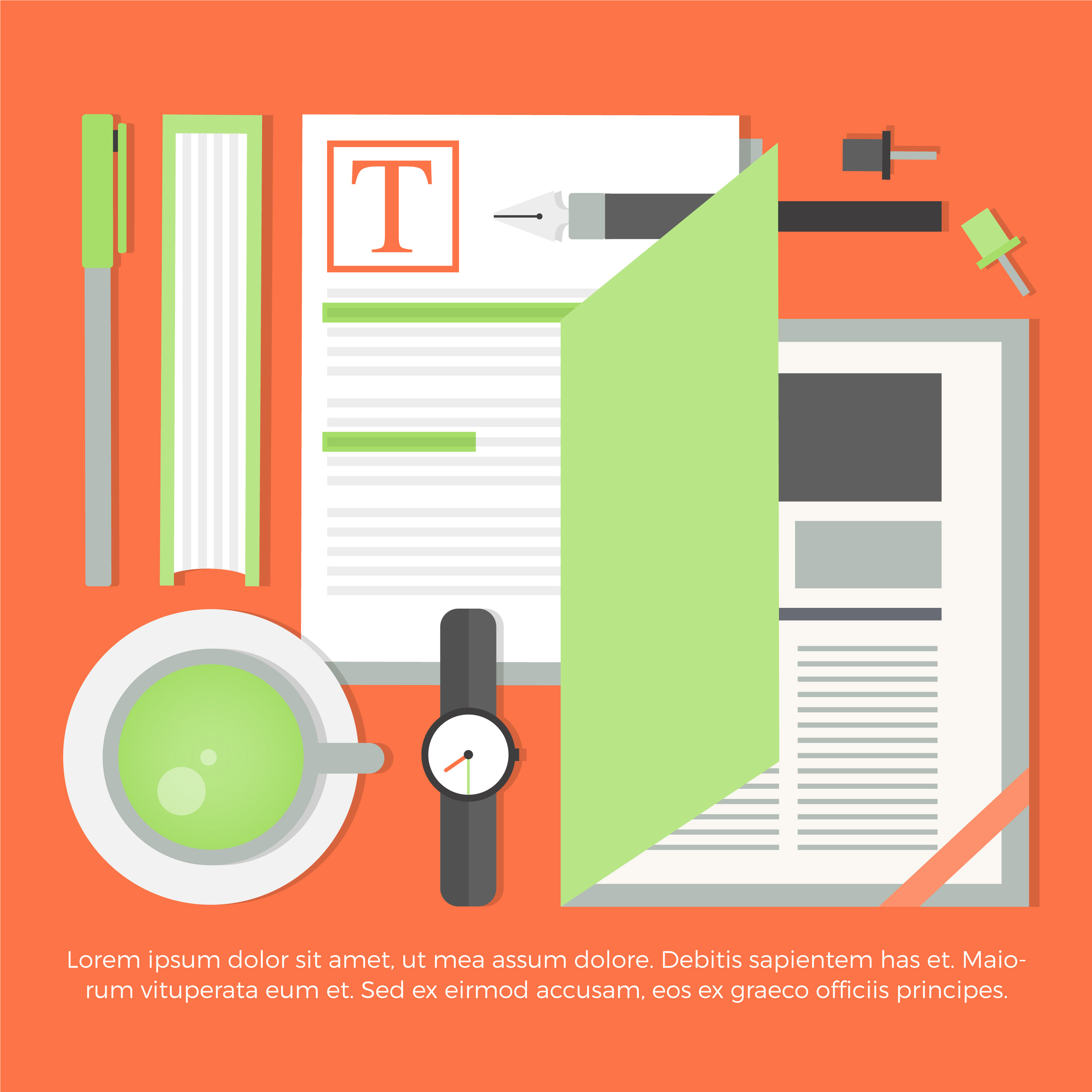 Free Flat Design Vector Digital Office Elements 171237 Vector Art at ...