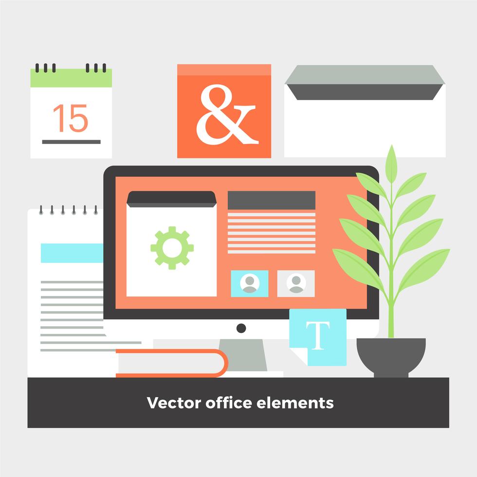 Free Flat Design Vector Digital Office Elements 171239 Vector Art at ...