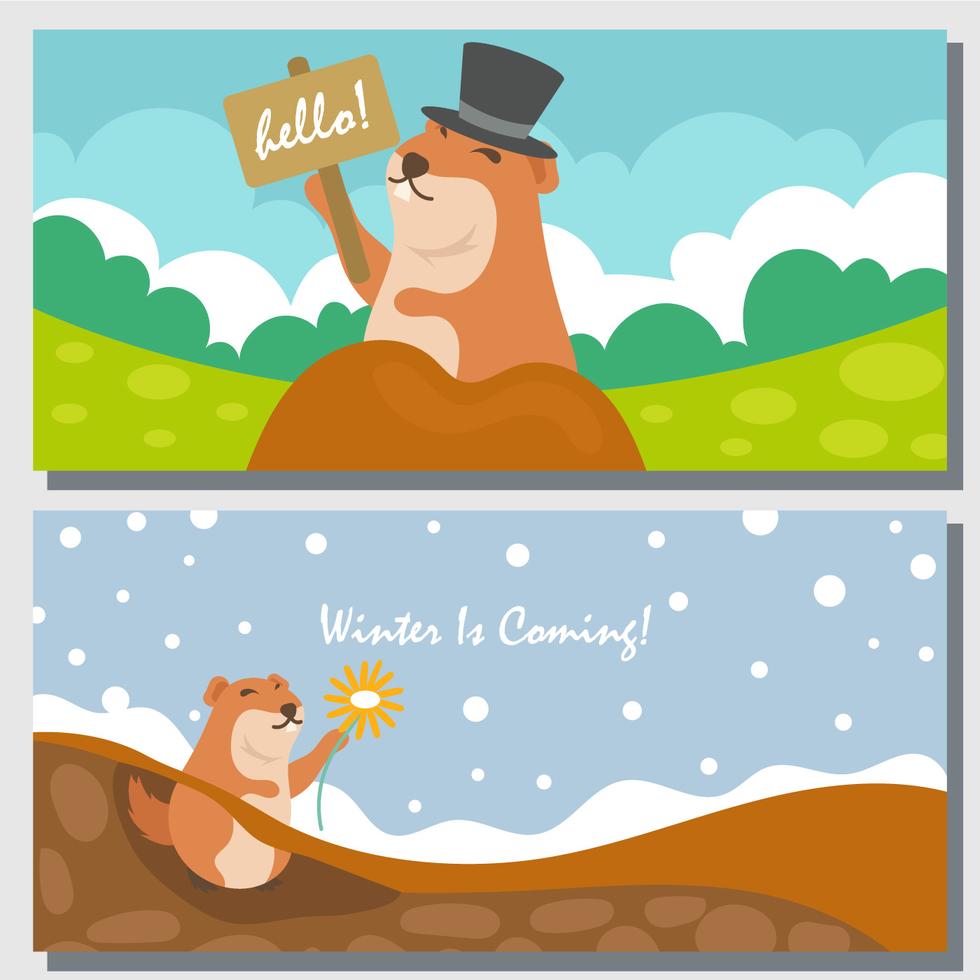 Greeting Cards With A Happy Gopher 171633 Vector Art at Vecteezy