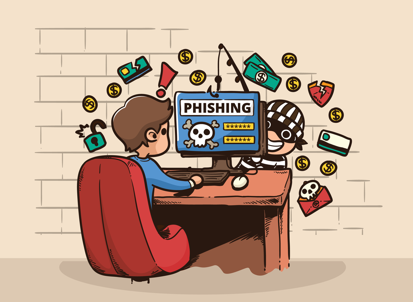 Hacker Phishing Computer Illustration 172803 Vector Art at Vecteezy