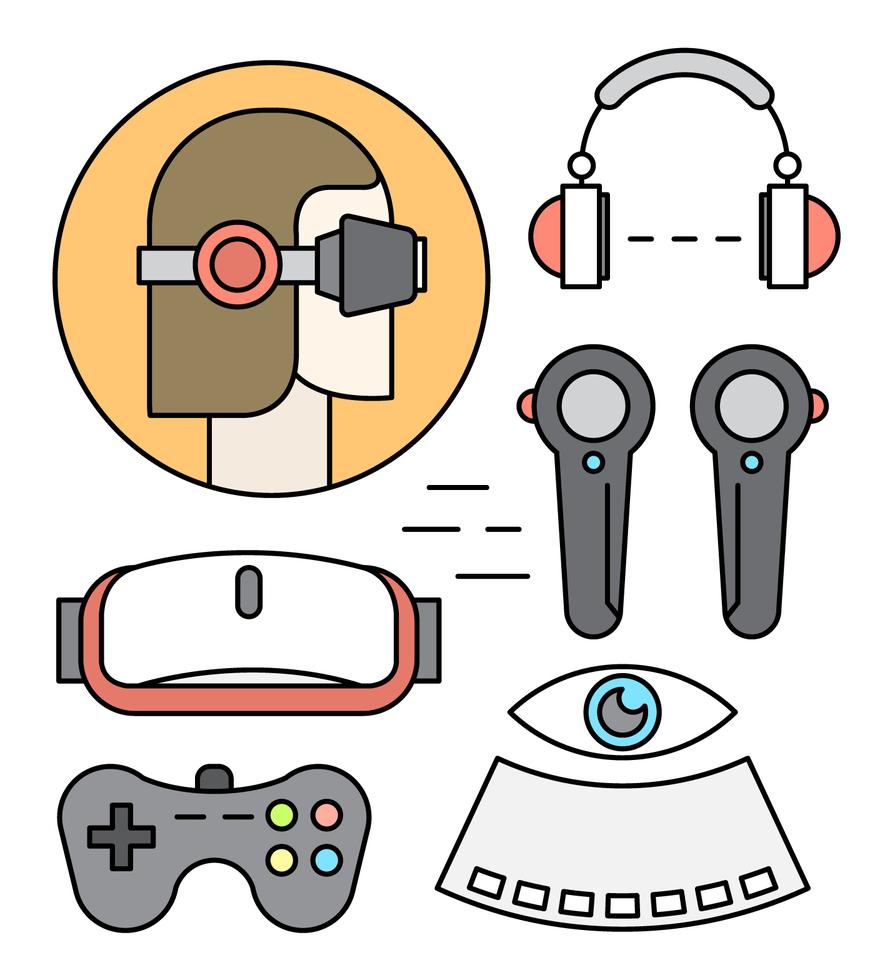 Linear Virtual Reality Vector Elements 174159 Vector Art at Vecteezy