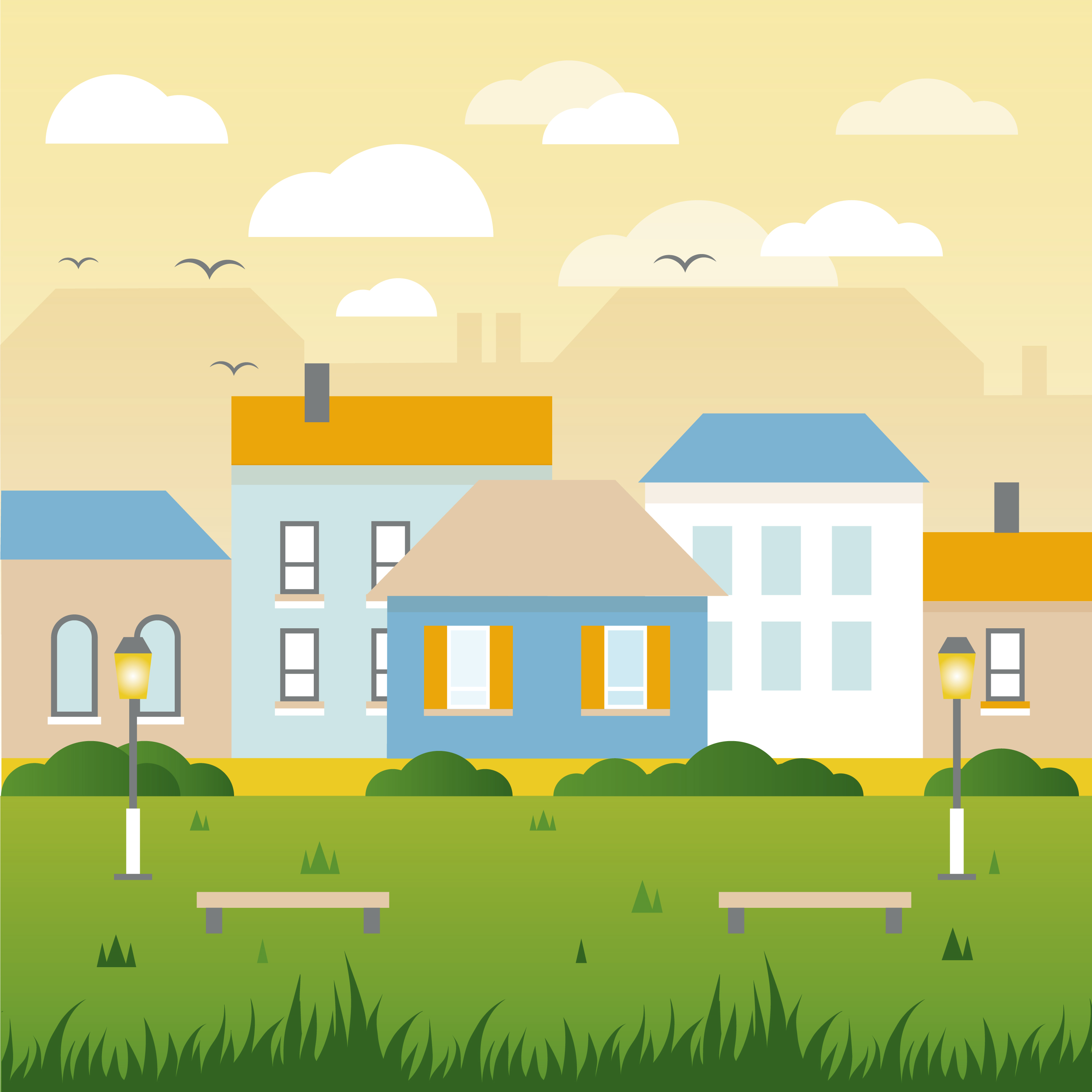 Beautiful Spring Vector Landscape Illustration 174753 Vector Art at ...