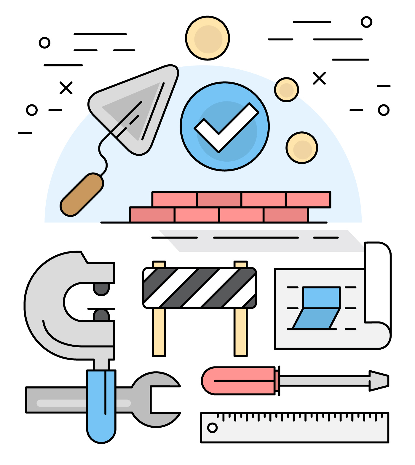 Linear Construction Elements 174841 Vector Art at Vecteezy