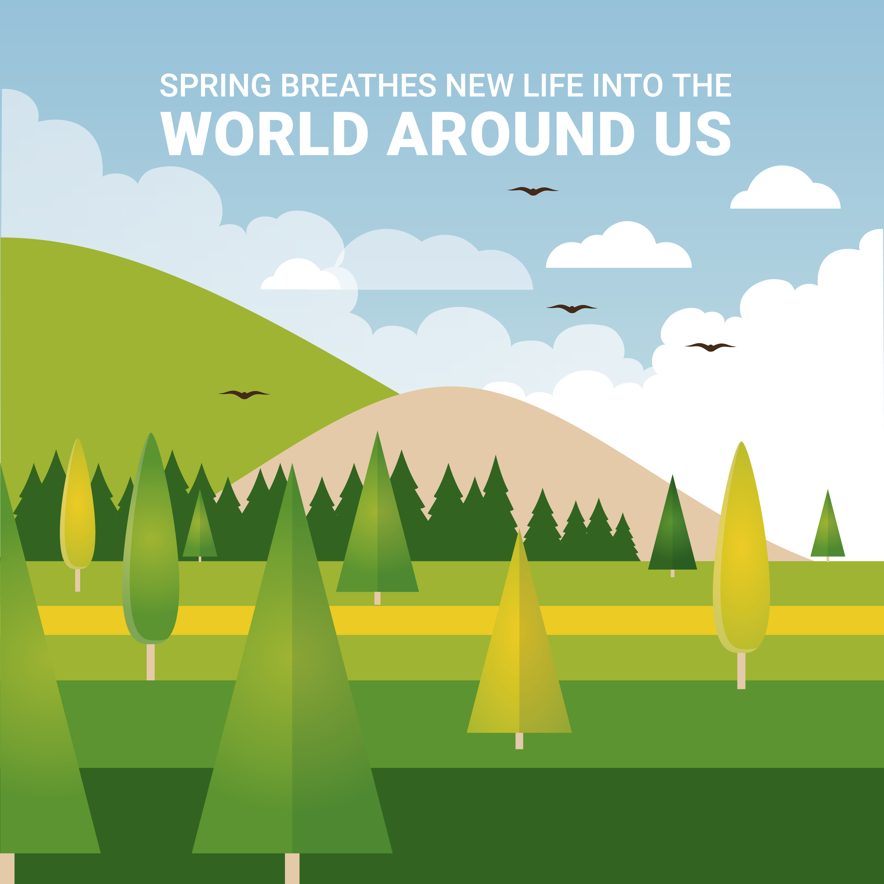 Beautiful Spring Vector Landscape Illustration 174935 Vector Art at ...