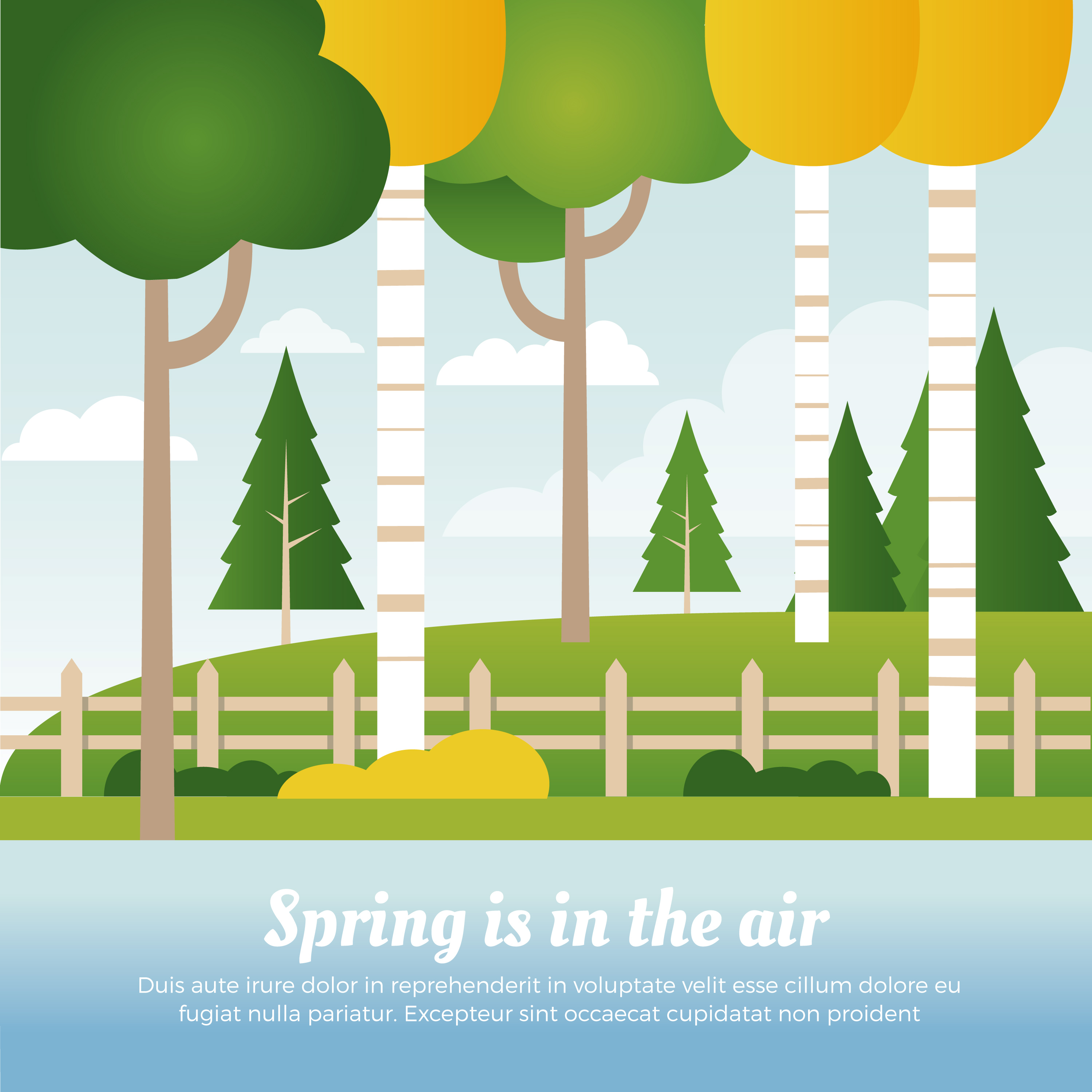 Beautiful Spring Vector Landscape Illustration 174937 Vector Art at ...