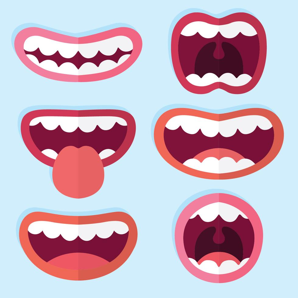Flat Mouth Expression Collection Vector 174971 Vector Art at Vecteezy