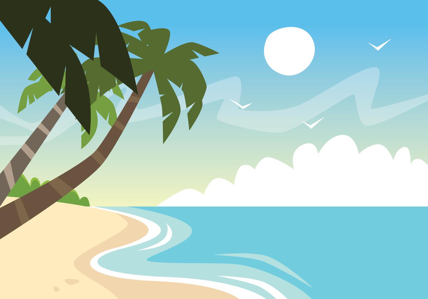 Palm Tree At A Beach 174988 Vector Art at Vecteezy