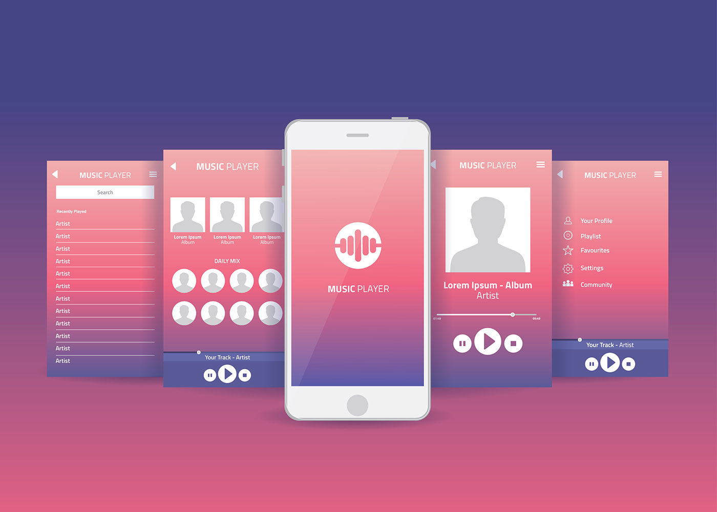 Mobile App Gui Music Player Vector 181246 Vector Art at Vecteezy Mobile App Gui Music Player Vector 181246 Vector Art at Vecteezy