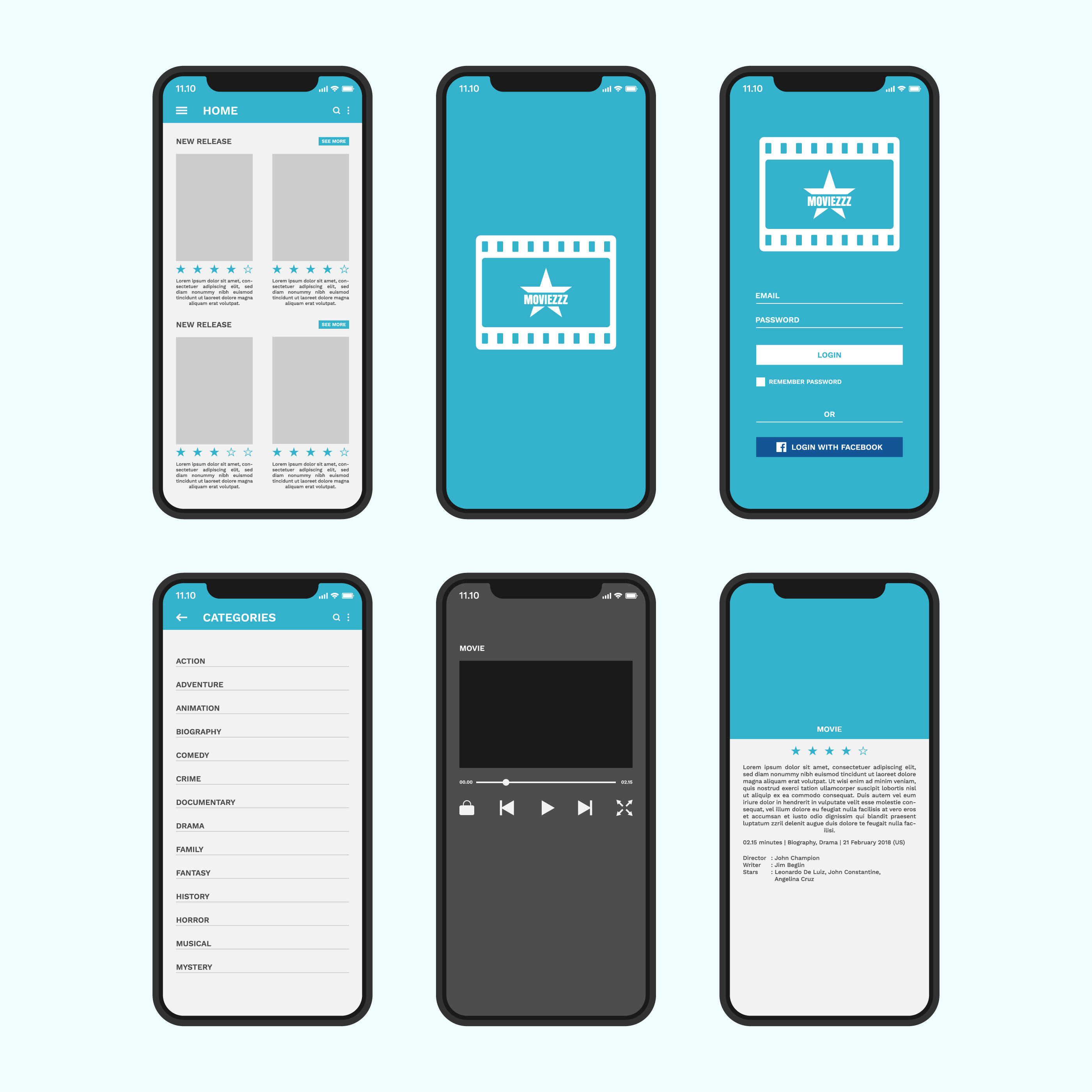 Online Movie Mobile App Gui Screens 184365 Vector Art At Vecteezy