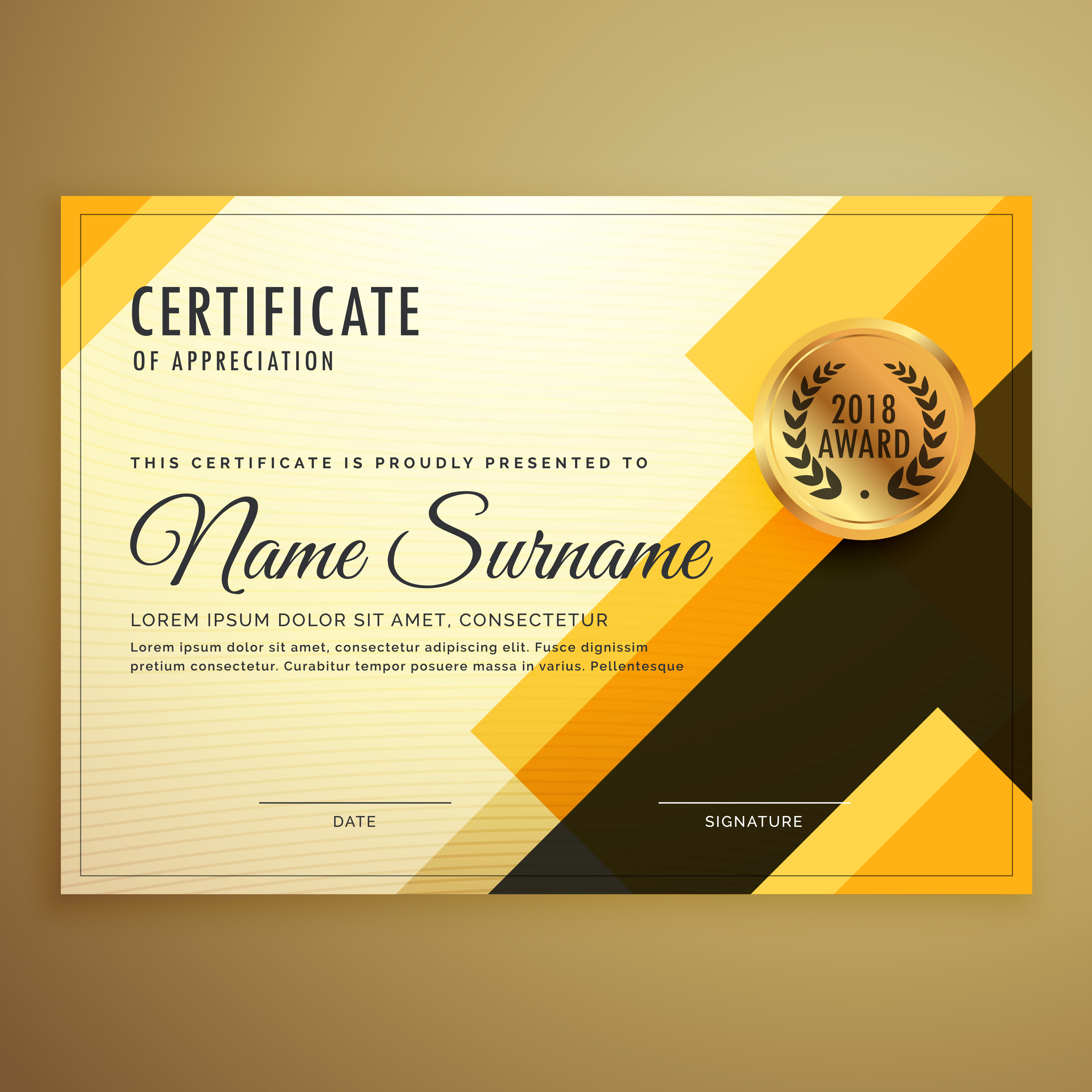 Modern Creative Certificate Design Template With Geometric Shape