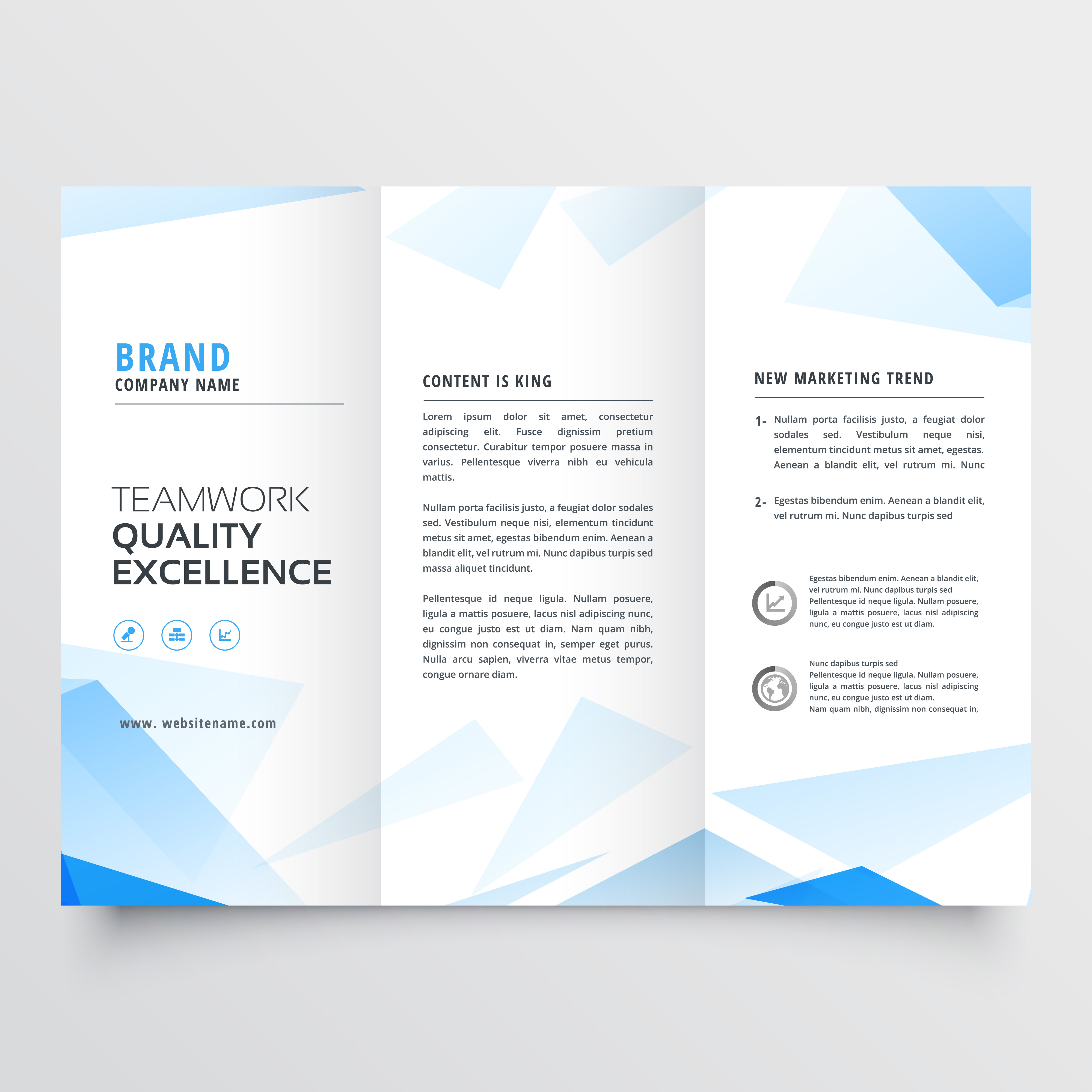 Abstract Blue Business Tri Fold Brochure Design Vector Illustrat