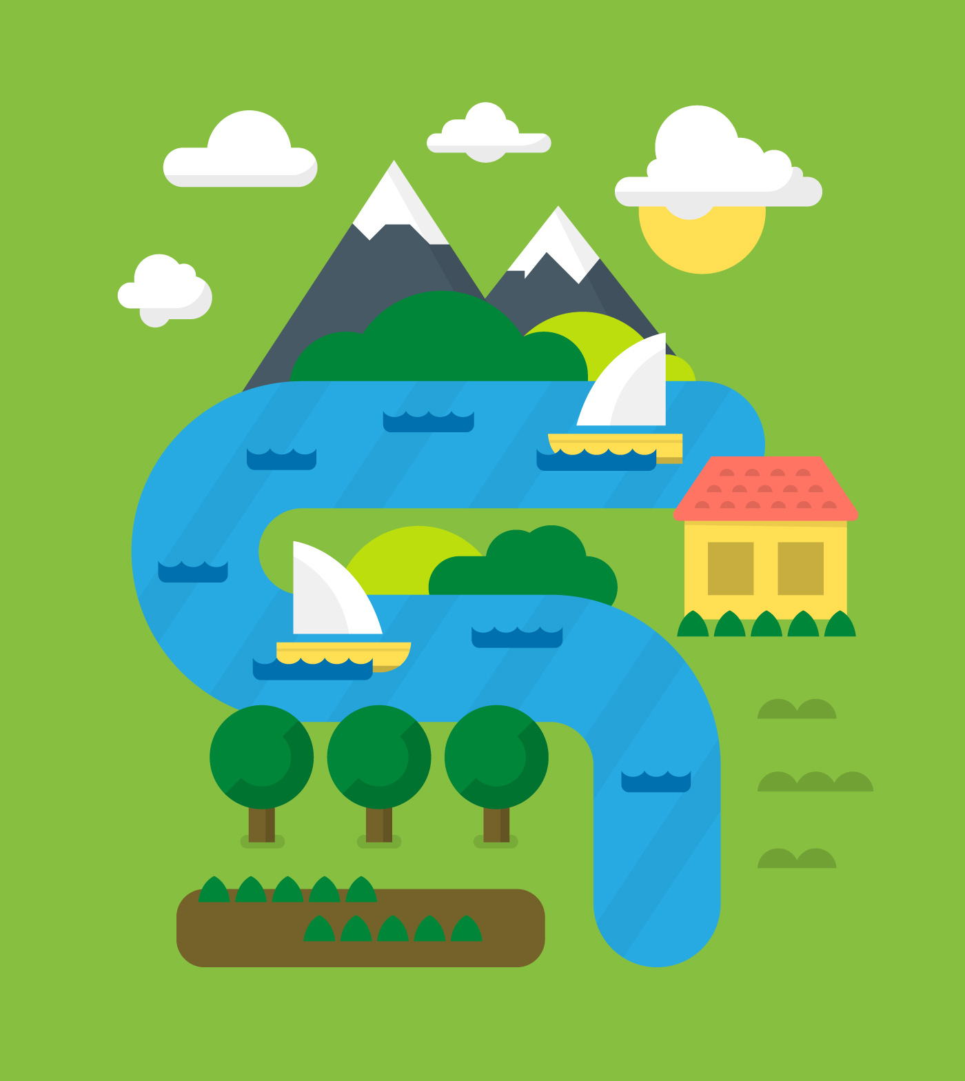 Flat Landscape Illustration 206198 Vector Art at Vecteezy