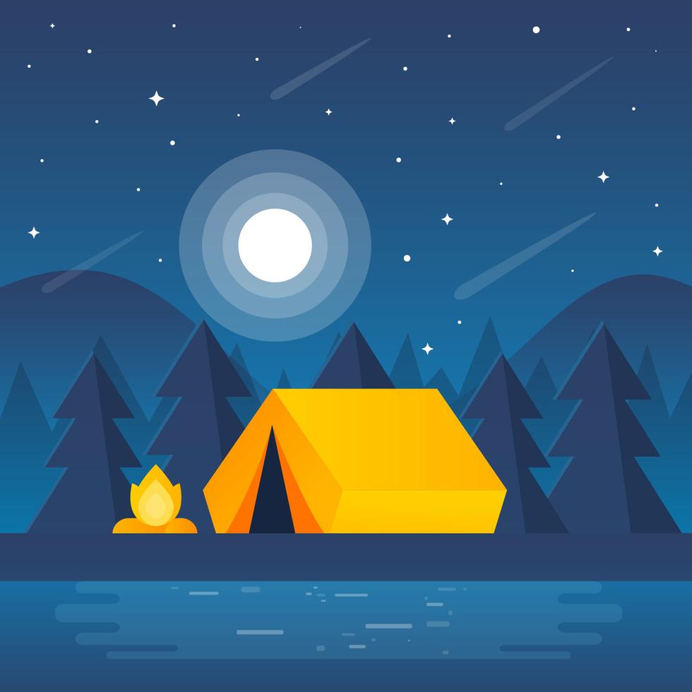 Night Camp Scene Illustration 209078 Vector Art At Vecteezy