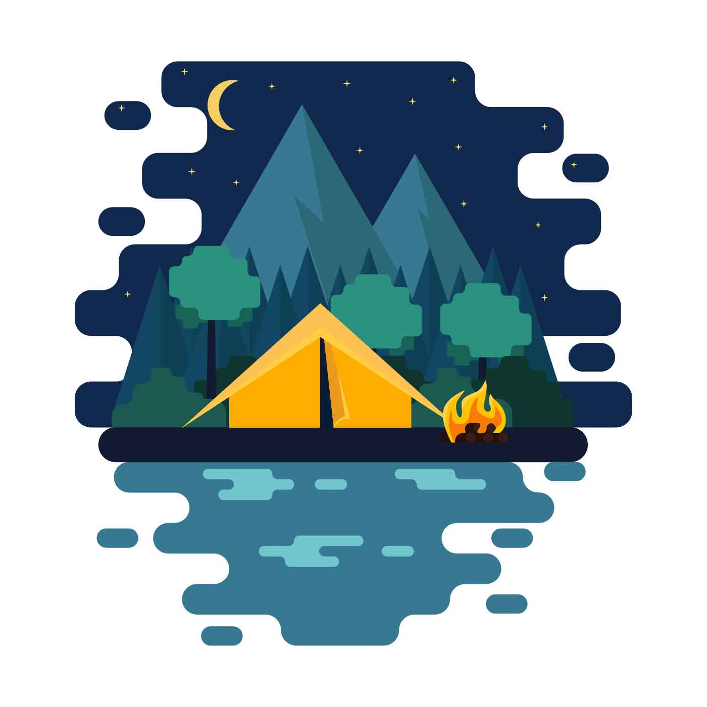 Night Camping Illustration Vector 209085 Vector Art At Vecteezy