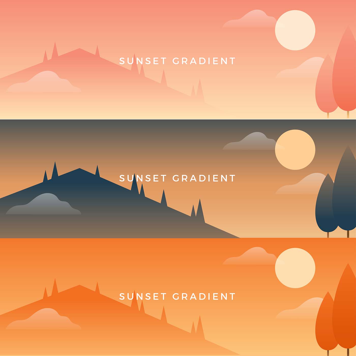 Sunset Gradients Vector 211565 Vector Art at Vecteezy