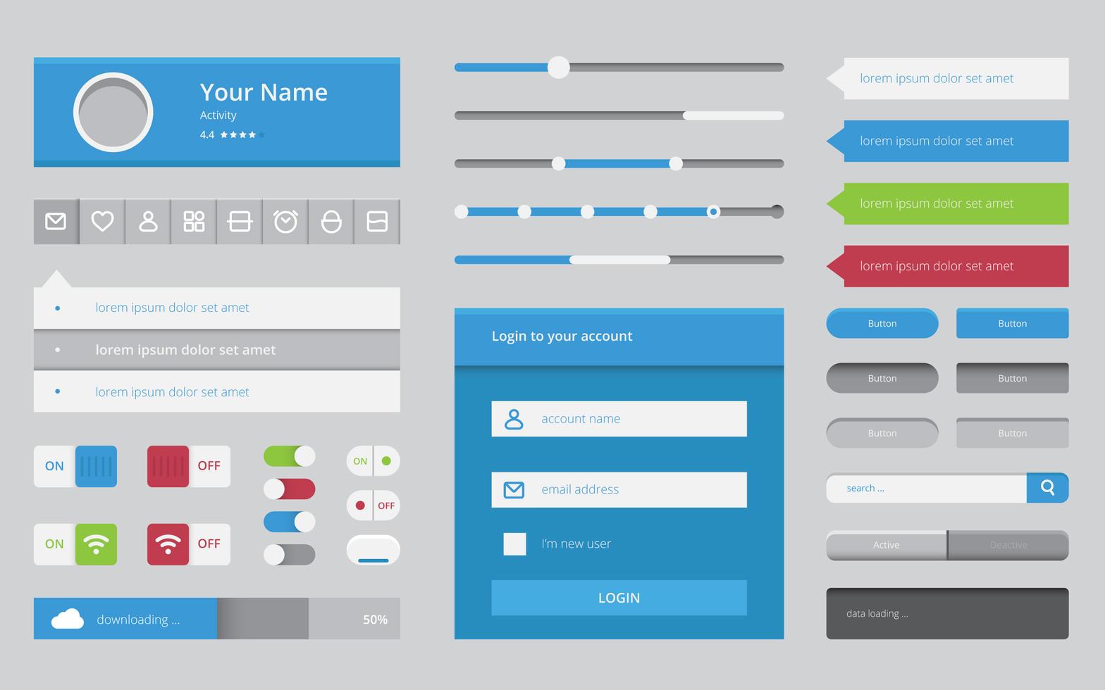 Wireframe Element Mobile And Web Application En Flat Design 214893