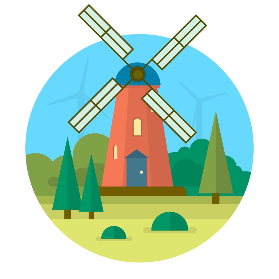 Flat Windmill 217307 Vector Art at Vecteezy