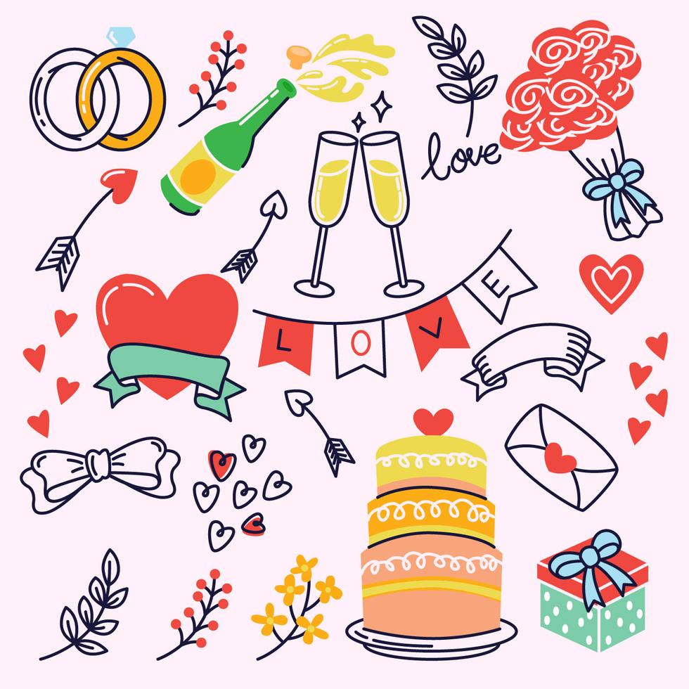 Wedding Elements 217422 Vector Art at Vecteezy