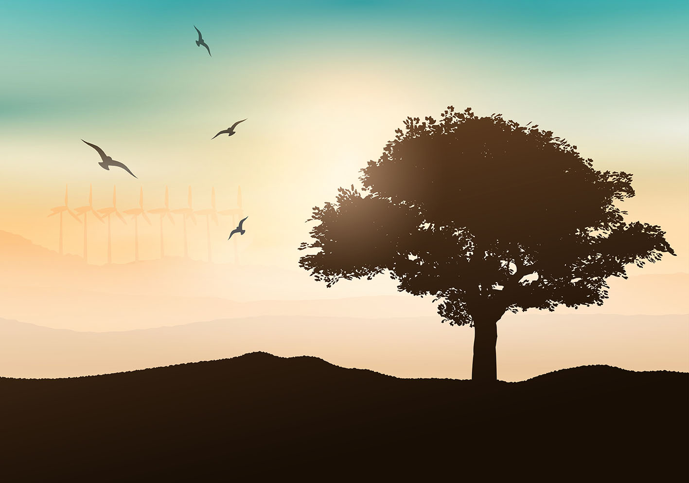 Sunset tree background 222701 Vector Art at Vecteezy