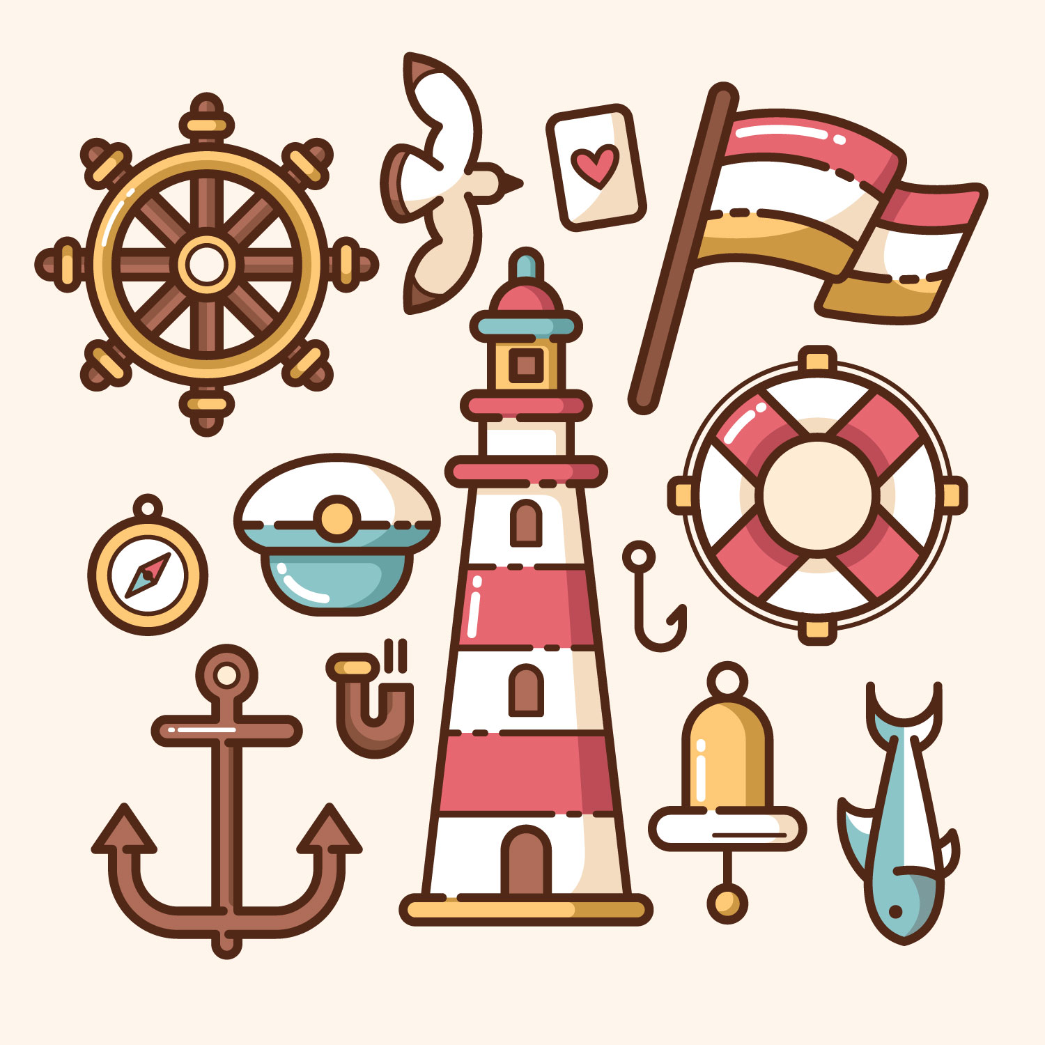 Nautical Elements 225044 Vector Art at Vecteezy
