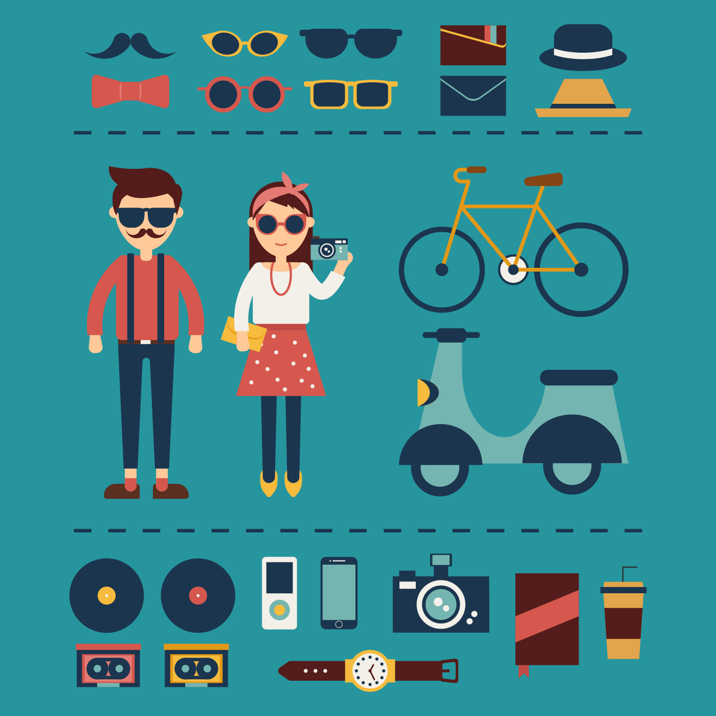 Hipster Element Collection Vector 225077 Vector Art at Vecteezy