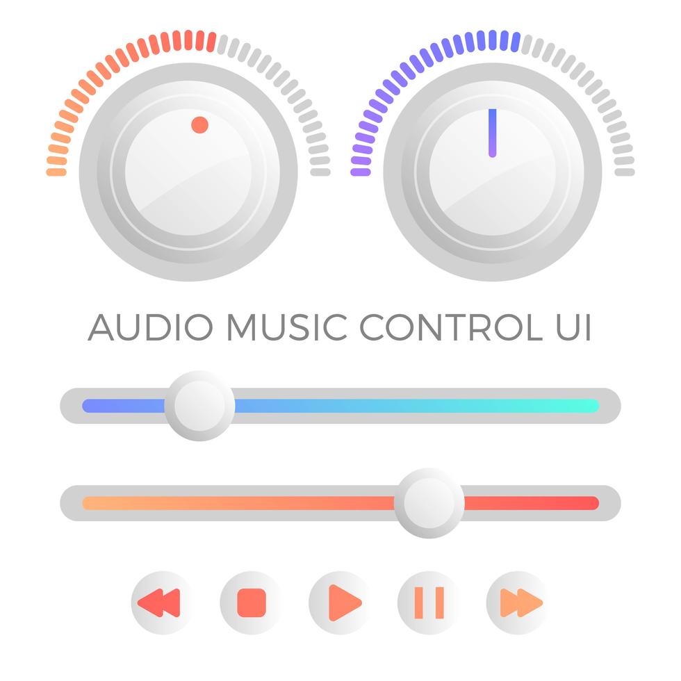 Flat Modern Minimalist Audio Control UI Template Vector 225179 Vector ...
