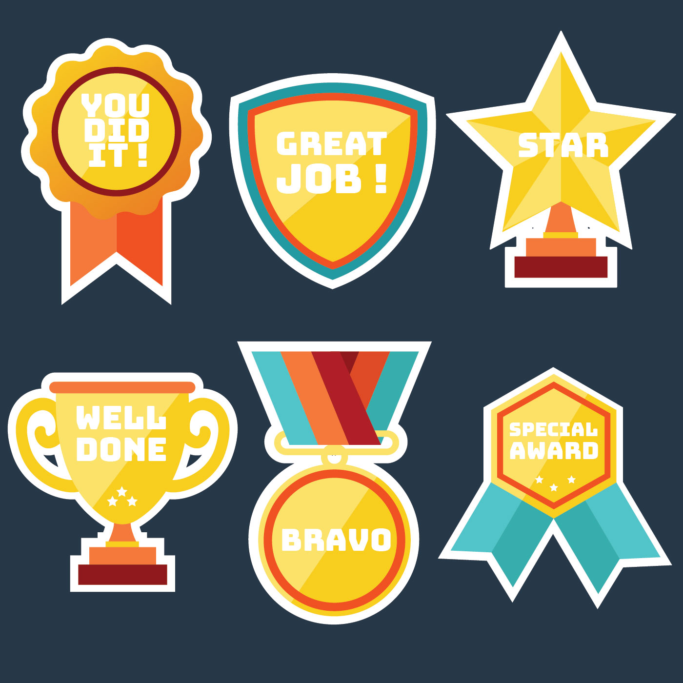 Teacher Award Stickers Vector Pack 228342 Vector Art at Vecteezy