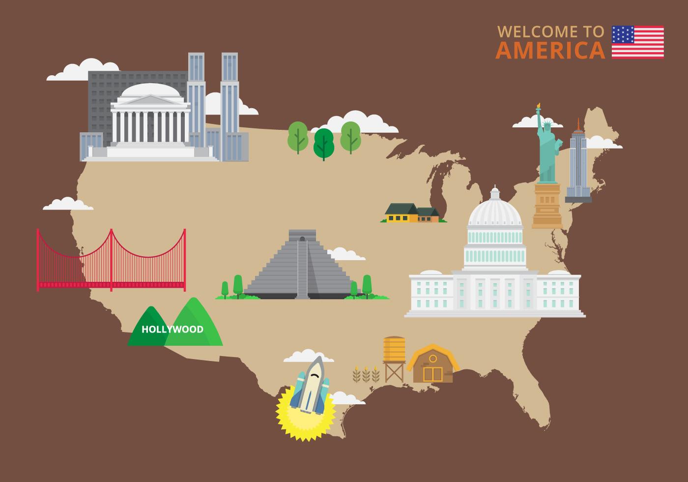 Welcome To Usa United States Of America Poster 230568 Vector Art At